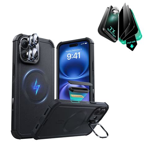 Black Iphone 16 Bundle Magnetic Case Camera Control Stash Stand