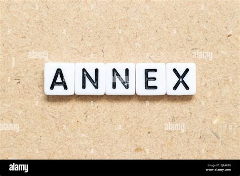 White Tile Alphabet Letter With Word Annex On Wood Background Stock Photo Alamy