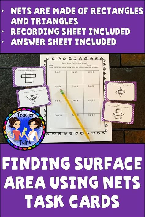 Finding Surface Area Of Prisms And Pyramids Using Nets Math Task Cards Task Cards Math Task