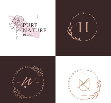 장식 로고 템플릿 플랫 Handdrawn 식물 장식 Ai Eps Uidownload