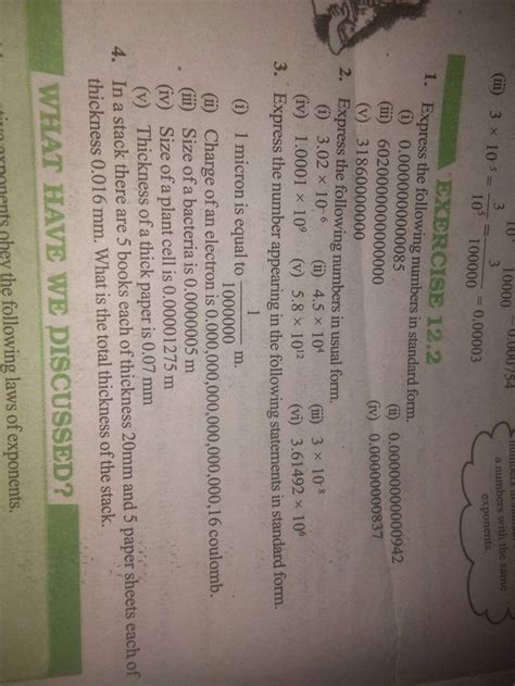 Express The Following Numbers In Usual Form Filo