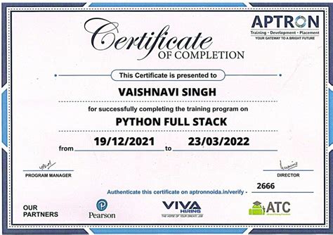 Vaishnavi Singh On Linkedin Pythondeveloper Python3 Certificate