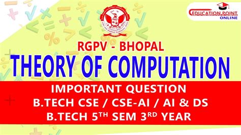 Rgpv Theory Of Computation Important Question And Exam Plan Youtube