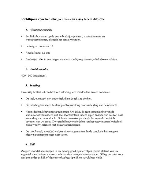 Richtlijnen Voor Het Schrijven Van Een Essay Rechtsfilosofie Zet