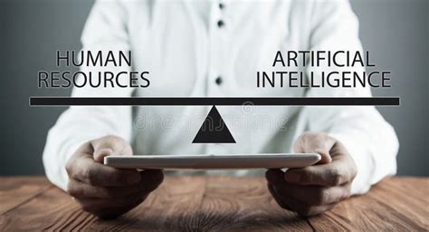 Human Resources And Artificial Intelligence Text On Scales Stock Image Image Of Resources