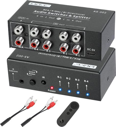 Atnedcvh Rca 4 Way Bi Directional Audio Switcher Splitter