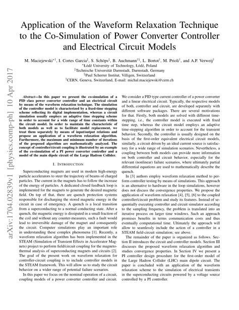 Pdf Application Of The Waveform Relaxation Technique To The Co Simulation Of Power Converter