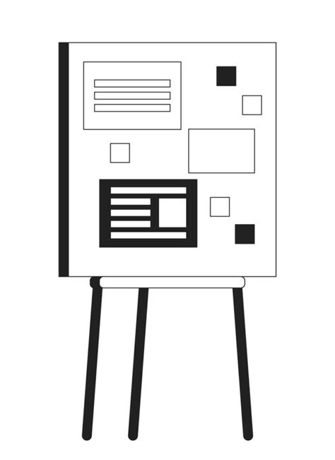 Office Presentation Board Tripod Black And White 2d Cartoon Object Seminar Demonstration