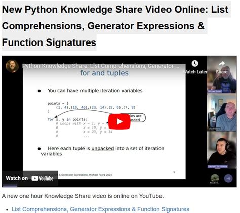Michael Foord On Linkedin New Python Knowledge Share Video Online List Comprehensions Generator