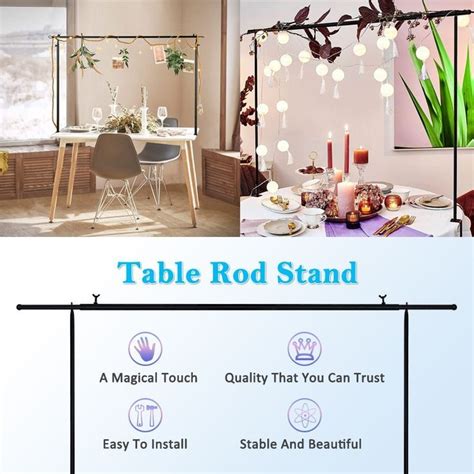 JH Mech Decorating String Stand Adjustable Over The Table Black Metal Flower Arch Rod Black