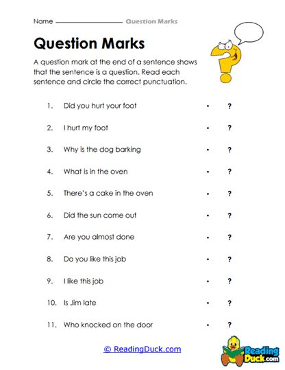 Punctuation Worksheets Rules And Uses Reading Duck Com