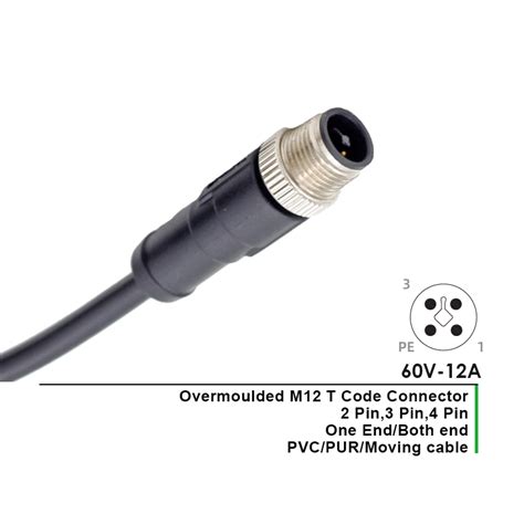 M12 T Coded Connector Cable 2 Pin 3 Pin 4 Pin Shine Industry
