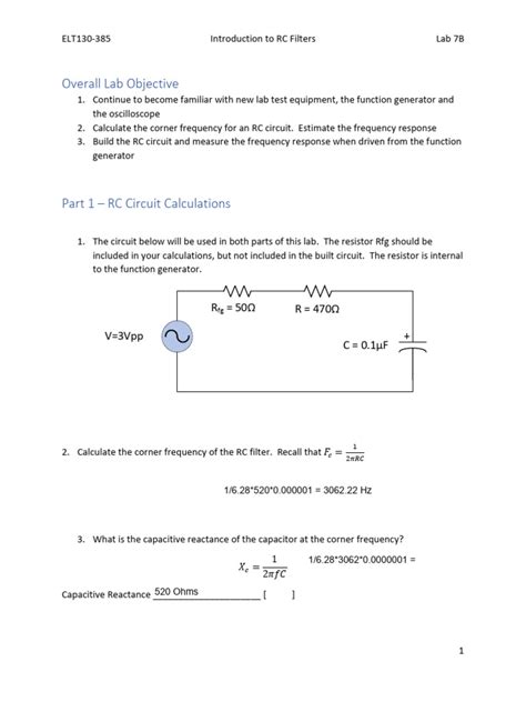 Lab07b Rc Frequency Response Pdf Amplitude Signal Processing
