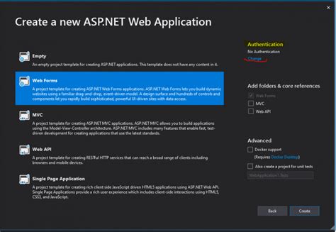 Create An Aspnet Web Application Net Framework Web Forms Or Mvc Using Azure Ad