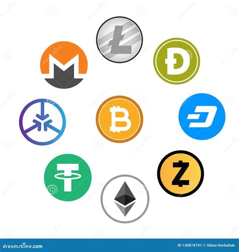 Set Of Cryptocurrency Icon Vector Editorial Photo Illustration Of