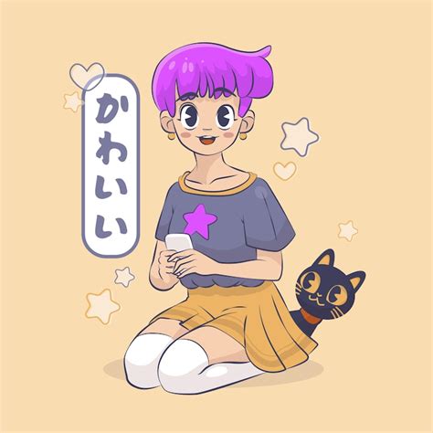 Dibujo De Anime Garoto Garota Personagem De Desenho Animado De Pequeno