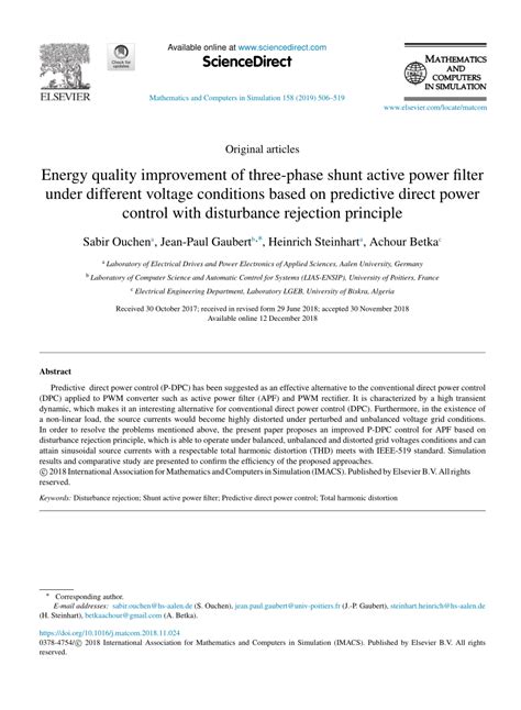 pdf energy quality improvement of three phase shunt active power