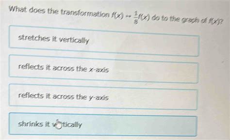 Solved What Does The Transformation F X 1 8 F X Do To The Graph Of