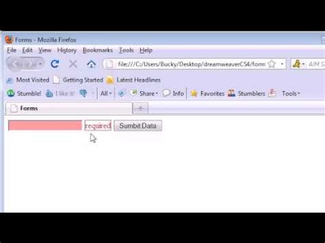 Dreamweaver CS4 Tutorial 27 Form Validation And CSS Video Lecture