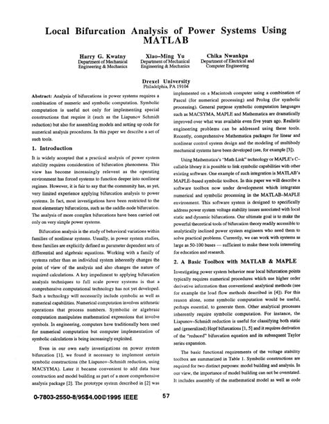 Pdf Local Bifurcation Analysis Of Power Systems Using Matlab