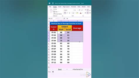 Easy Excel Shortcut For Average Youtube