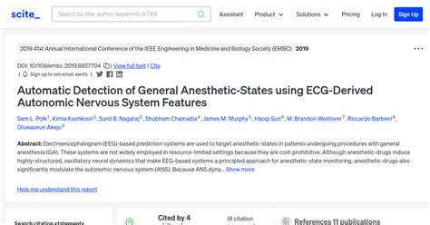 Automatic Detection Of General Anesthetic States Using Ecg Derived Autonomic Nervous System Features