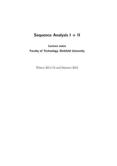 Pdf Sequence Analysis I Iiprofsscienzeunivrit~liptakalbioinfo