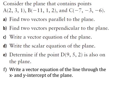 Solved Consider The Plane That Contains Points Chegg