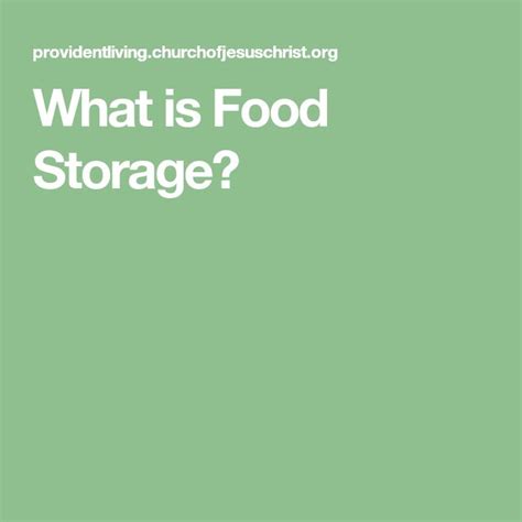 What Is Food Storage