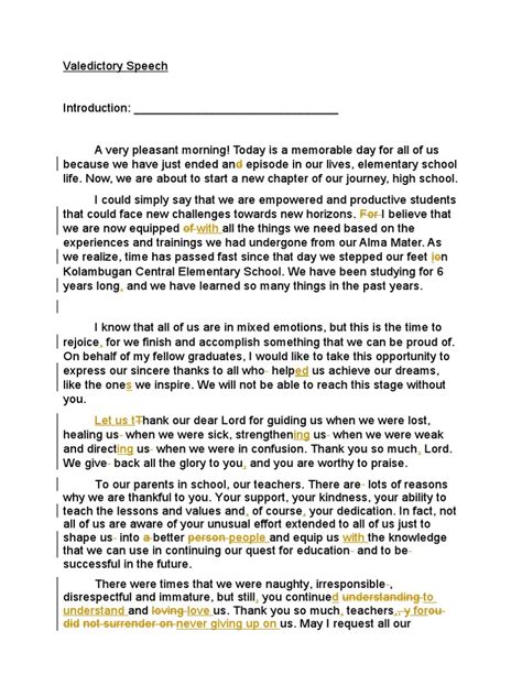 Valedictory Speech Pdf