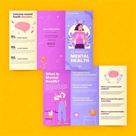 평면 세계 정신 건강의 날 브로셔 템플릿 무료 벡터
