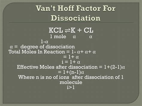 Ppt Degree Of Dissociation Of Solutes Powerpoint Presentation Free