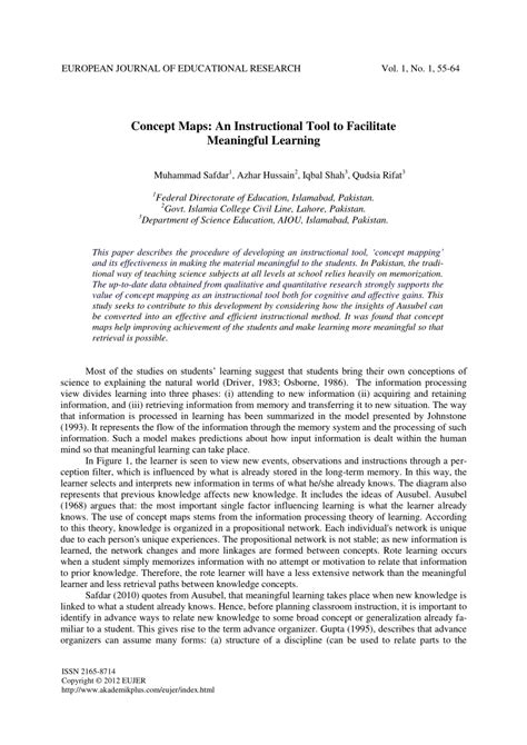 Pdf Concept Maps An Instructional Tool To Facilitate Meaningful Learning