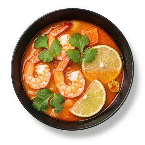 Spicy Thai Tom Yum Goong Soup With Shrimp And Lemon Stock Illustration Illustration Of