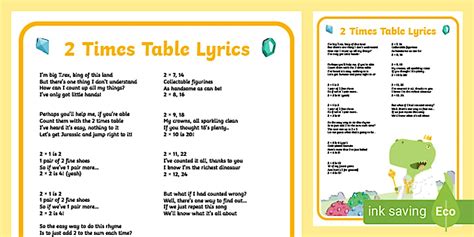 👉 Doubles Song Eyfs Two Times Table Lyrics Poster