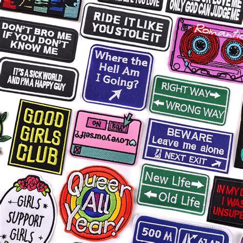 의류 재킷용 자수 패치 지옥 어디에나 갈 수 있는 패치 글자 및 만화 패치 바느질 스티커 아이언 온 패치 Diy Aliexpress
