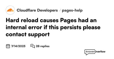 Hard Reload Causes Pages Had An Internal Error If This Persists