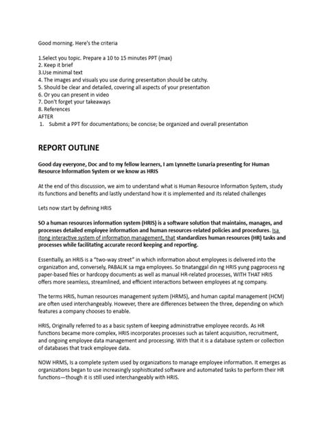 Human Resource Information System Pdf Human Resource Management