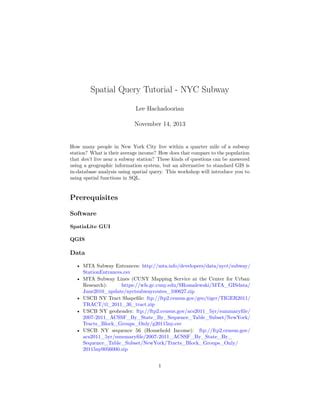 Spatial Query Tutorial For Nyc Subway Income Level Along Subway PDF
