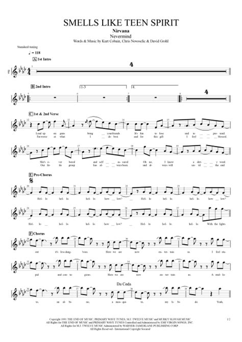 Smells Like Teen Spirit Tab By Nirvana Guitar Pro Guitars Bass Backing Track Mysongbook