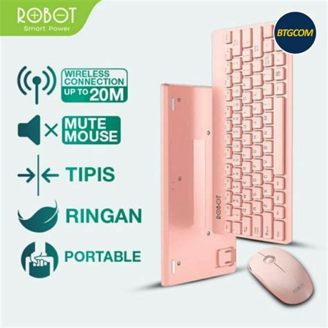 Keyboard Mouse Robot Km3000 Wireless Pink Btgcom