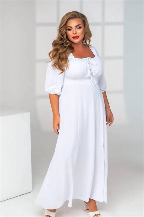 Плаття довге з ліхтариками з квадратним вирізом декольте зі складкою із