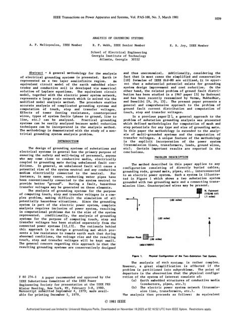 Analysis Of Grounding Systems Pdf