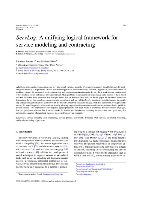 Pdf Servlog A Unifying Logical Framework For Service Modeling And