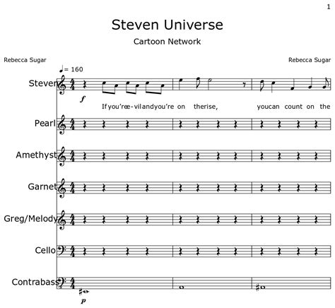 Steven Universe Sheet Music For Violin Cello Contrabass