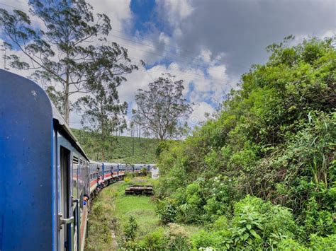 Train Traversing Through The Tea Fields From Kandy To Ella Sri Lanka