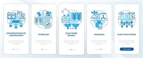 Boosting Agricultural Efficiency Blue Mobile Onboarding App Screen Vector Kit Instructions