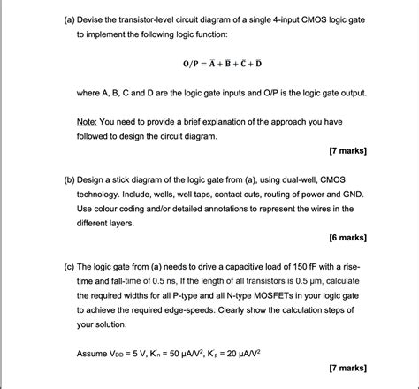 solved a devise the transistor level circuit diagram of a