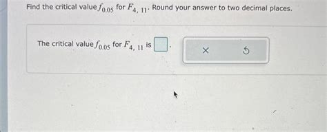 Solved Find The Critical Value F0 05 For F4 11 Round Your