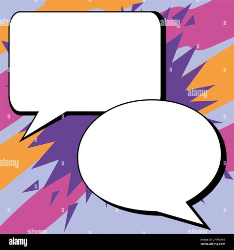 Two Big White Empty Speech Bubbles For Text Square And Oval Dialog Boxes On Bright Colored